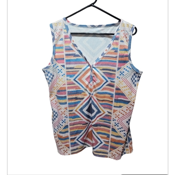 Tops | Colorful Geometric Womens Top | Poshmark